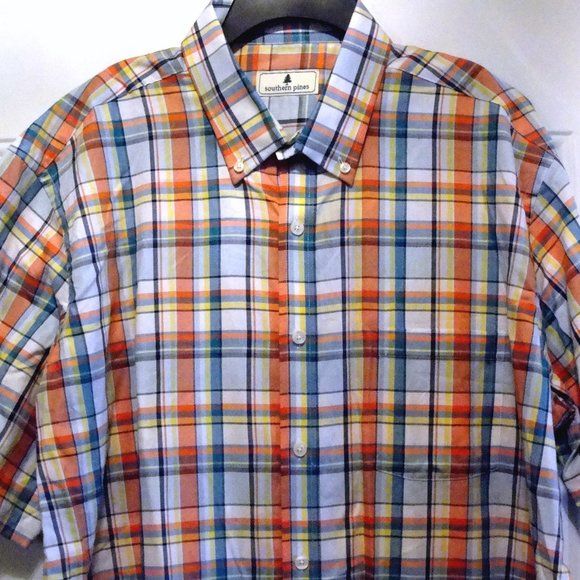 Southern Pines | Shirts | Southern Pines Ss Xl Light Blue Orange Yellow ...